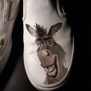 Vans | Shoes | Custom Painted White Shrek Vans | Poshmark
